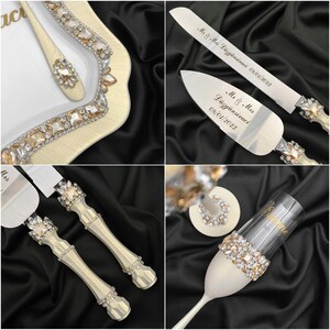 Ivory Wedding Cake Cutter Set, Wedding Cake Server Set and Knife ...