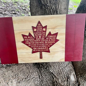 Wood Canada Flag Sign With National Anthem - Etsy Canada