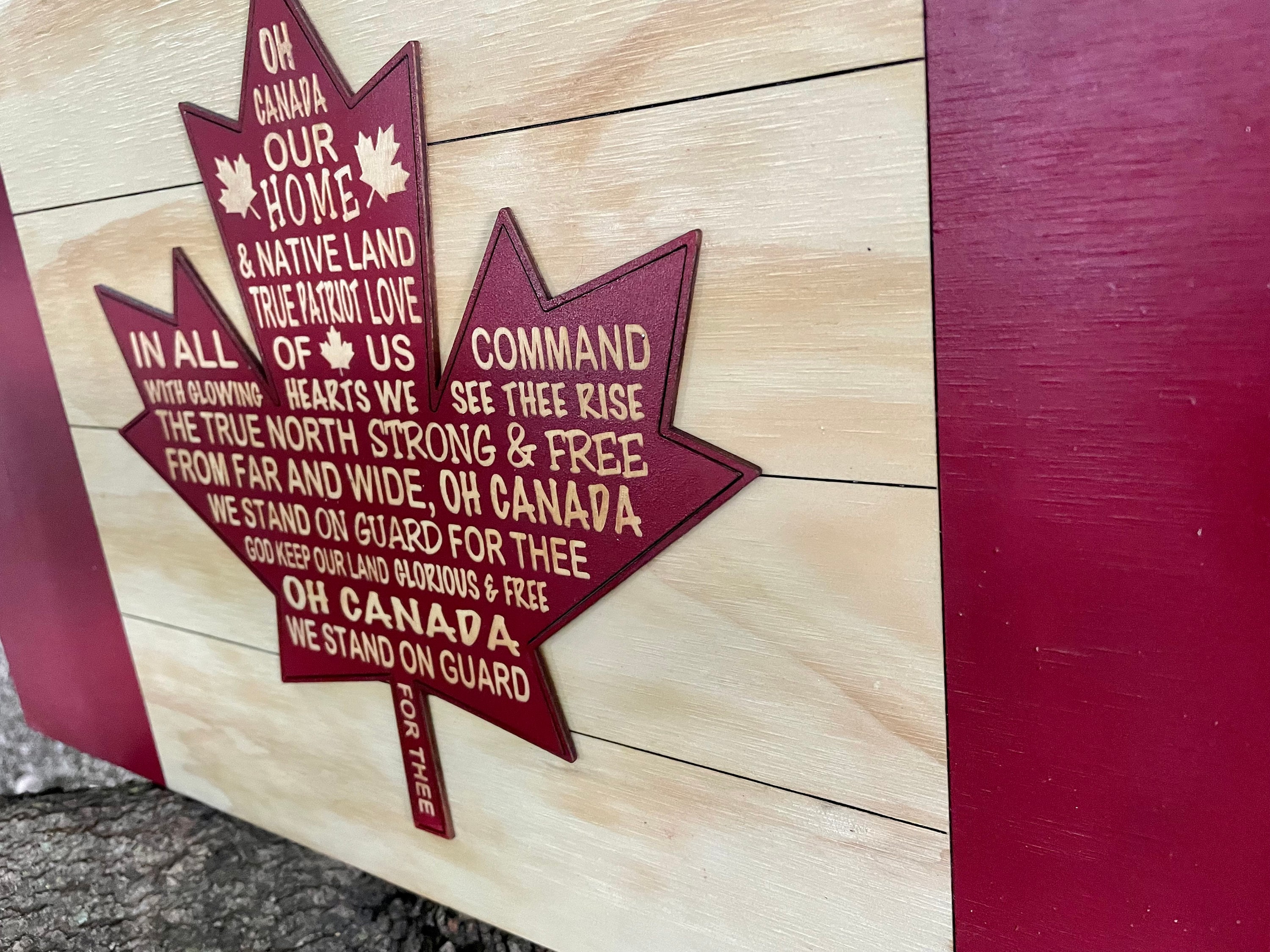 Wood Canada Flag Sign With National Anthem - Etsy Canada