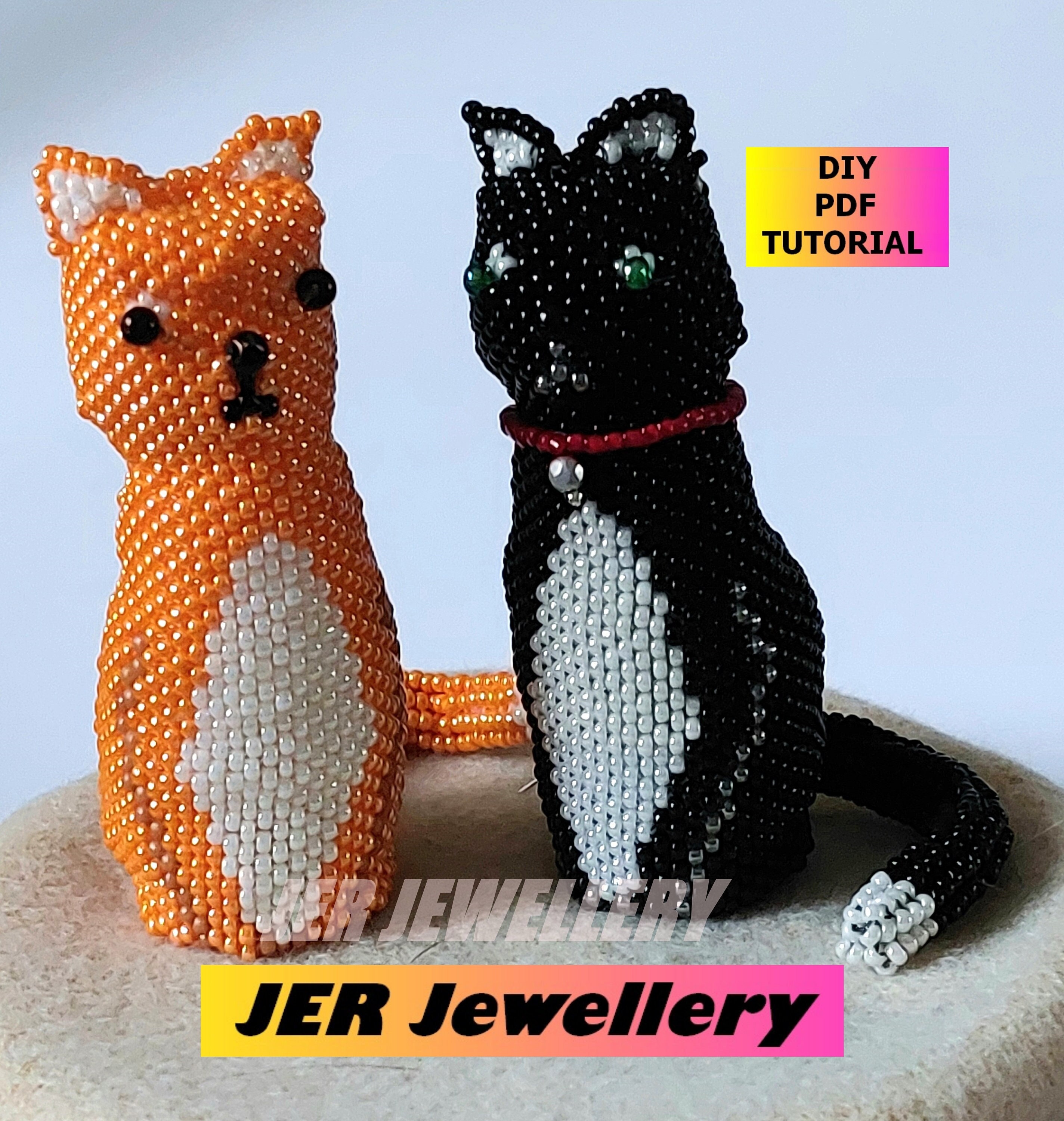 Bead Weaving Tutorial -3D Cat, Ginger and Tom, PDF Download to Make ...