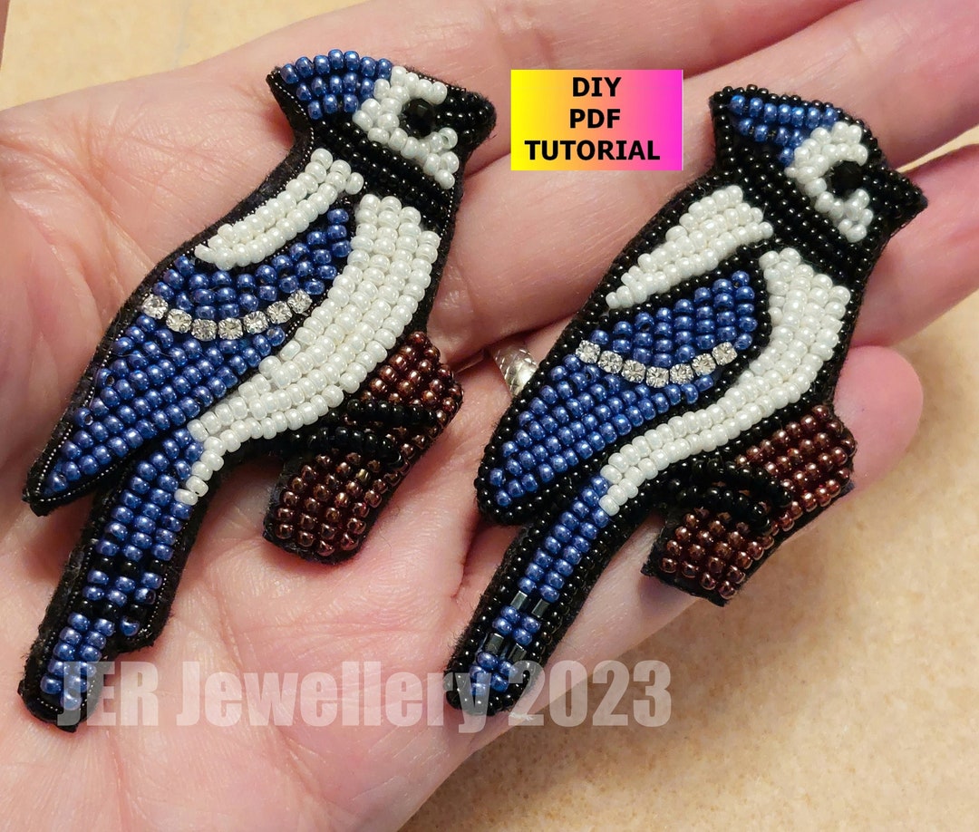 Bead Embroidery Tutorial: Blue Jay Brooch, Pendant, or Charm (PDF ...