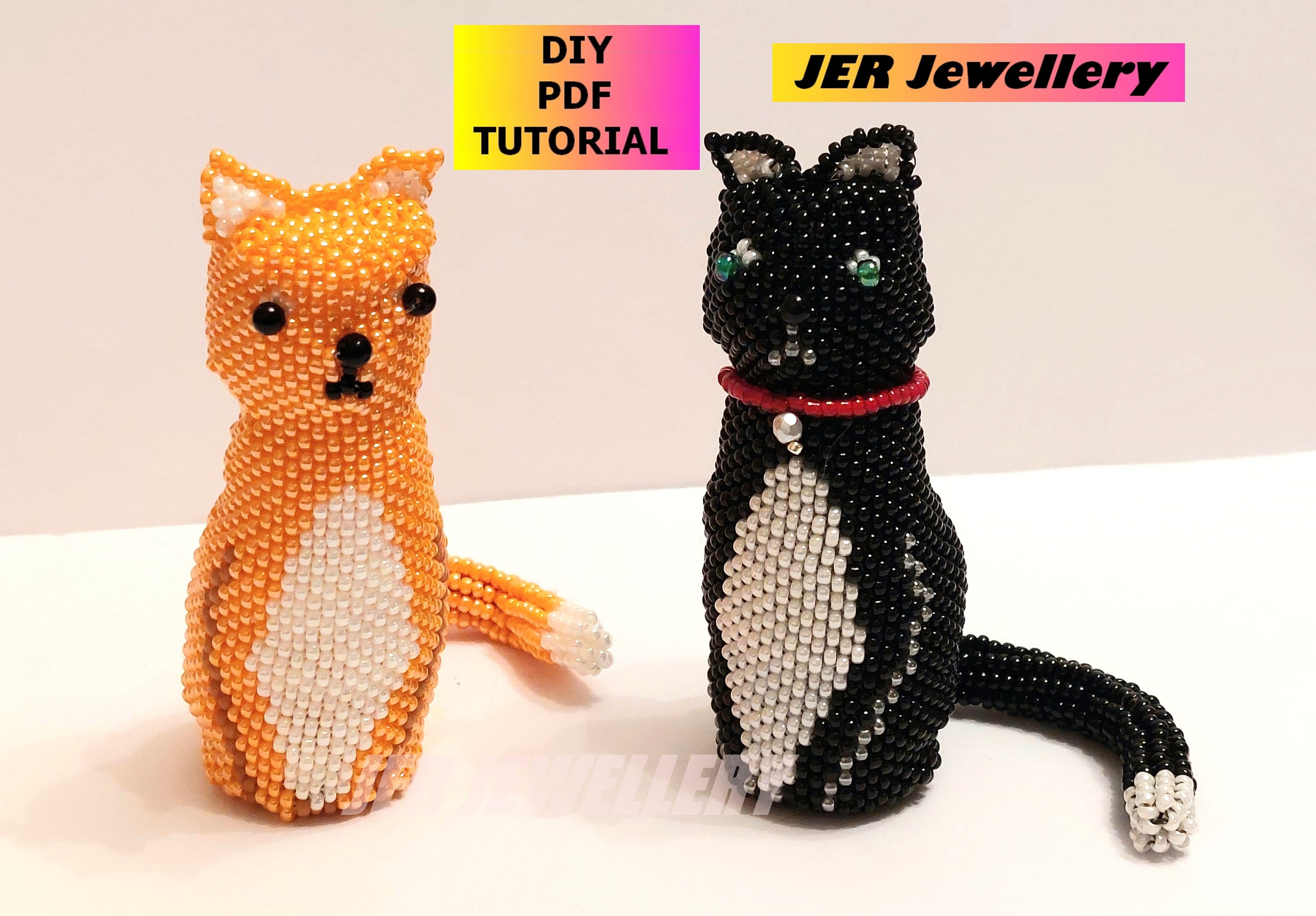 Bead Weaving Tutorial -3D Cat, Ginger and Tom, PDF Download to Make ...