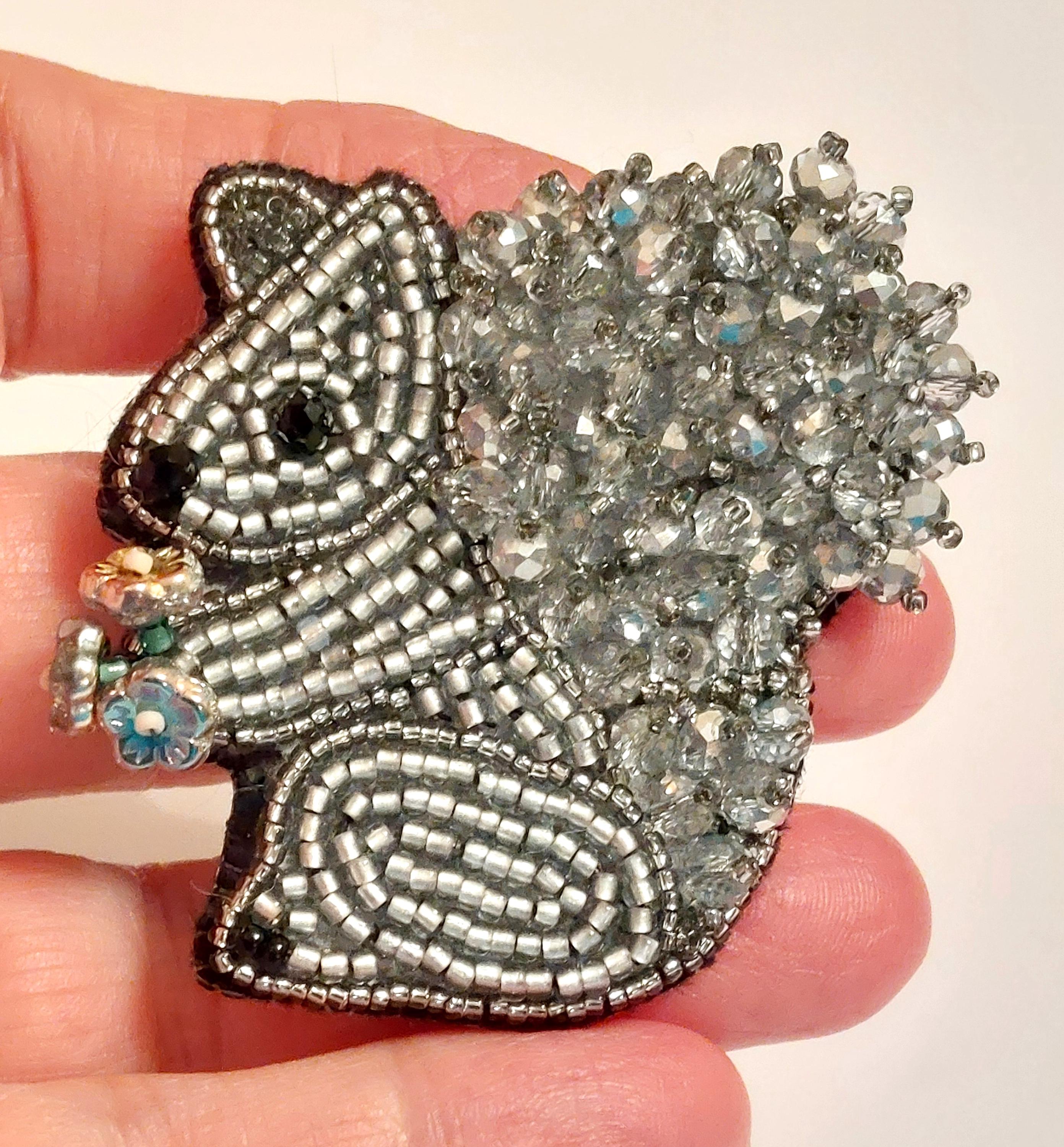 Grey Squirrel Brooch, Bead Embroidered Squirrel Brooch. Designed and ...