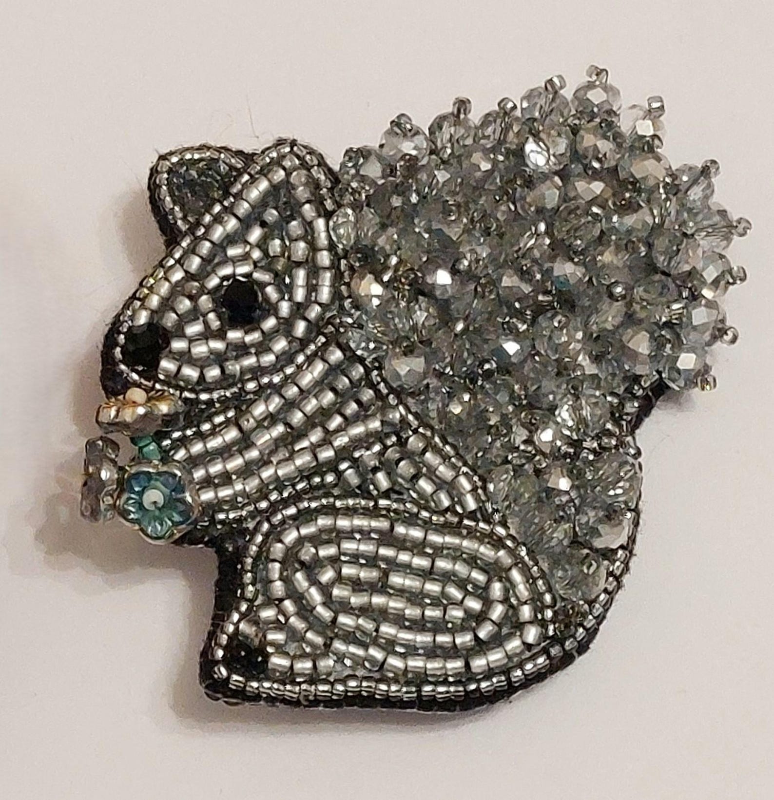 Grey Squirrel Brooch, Bead Embroidered Squirrel Brooch. Designed and ...