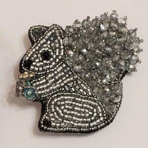 Grey Squirrel Brooch, Bead Embroidered Squirrel Brooch. Designed and ...
