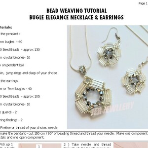 Bead Weaving Tutorial - Bugle Elegance PDF Download to Make Your Own Pendant and Earrings. Bugle ...