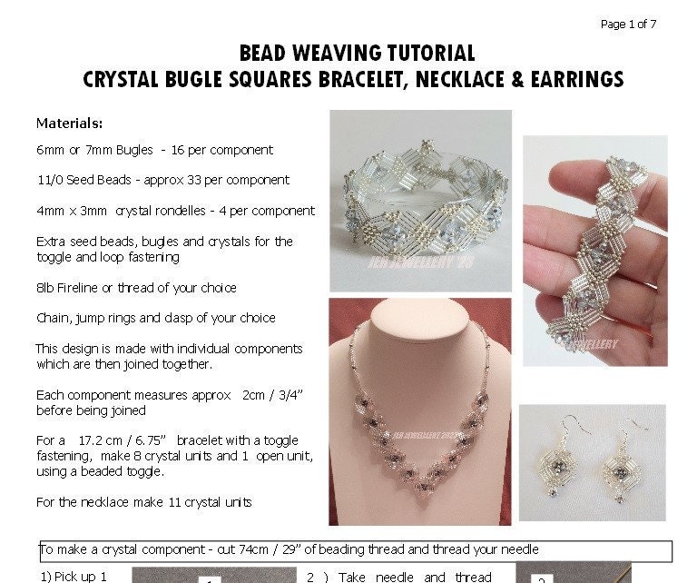 Crystal Bugle Bead Weaving Tutorial: DIY Bracelet, Necklace, Earrings ...