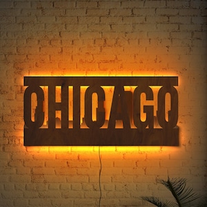 Chicago Skyline Neon Sign, Chicago Skyline Led, Chicago Neon Light ...