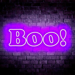 Boo Signboo Neon Signboo Halloween Signhalloween Decor - Etsy
