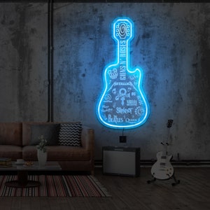 Custom Guitar Neon Sign, Personalized Guitar Light up Sign, Guitar Led ...
