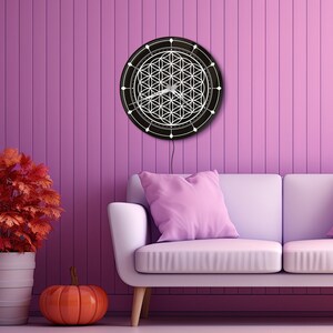 Flower of Life Clock, Mandala Wall Clock, Led Wall Clock, Mandala Led Clock, Sacred Geometry ...
