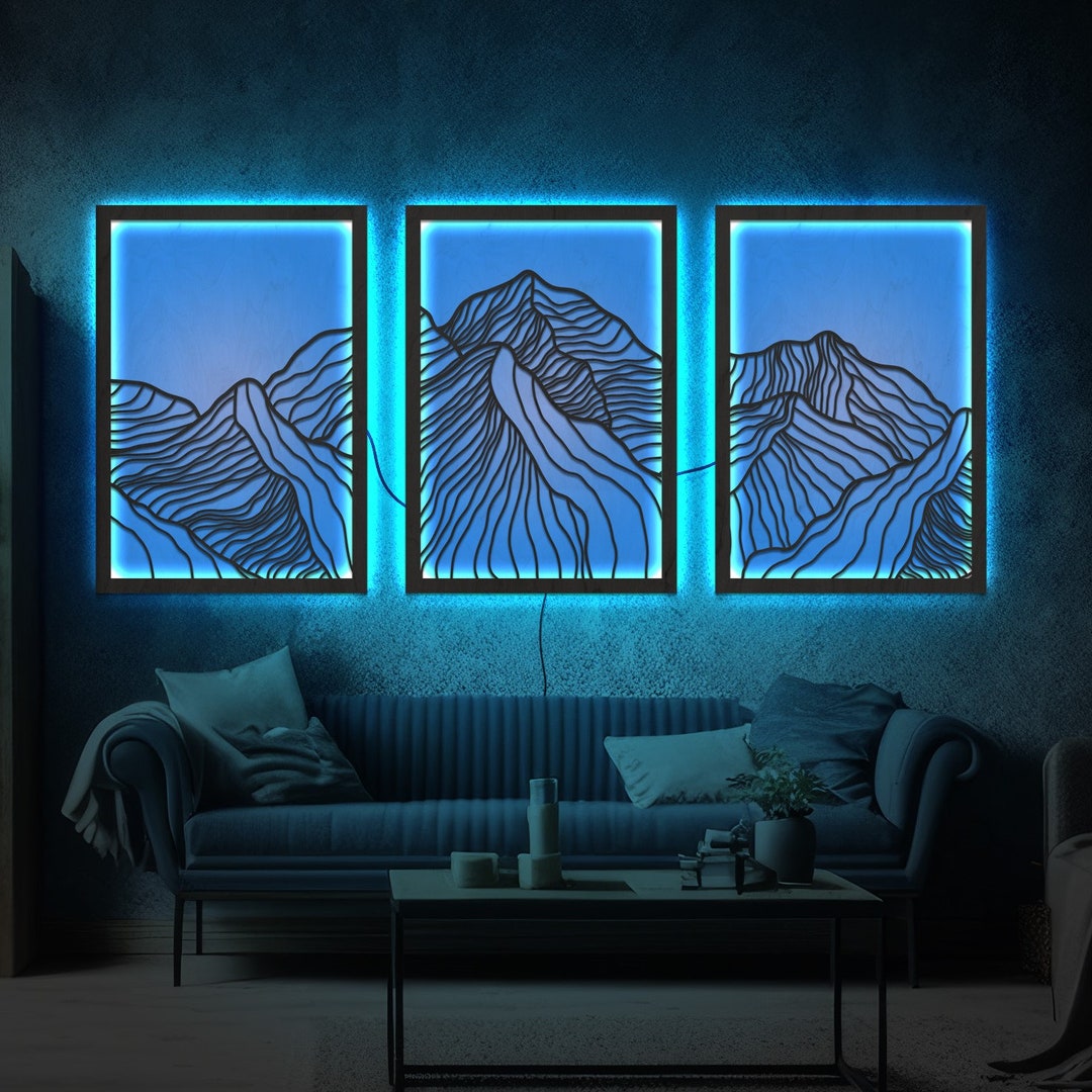 Mountain Led Wall Art, Mountain Neon Sign, Led Wall Panels, Mountain ...