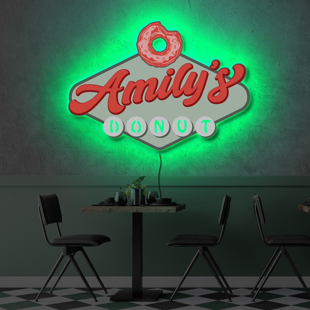 Donut Neon Sign, Food Neon Sign, Kitchen Neon Sign, Cafe Light up Sign ...