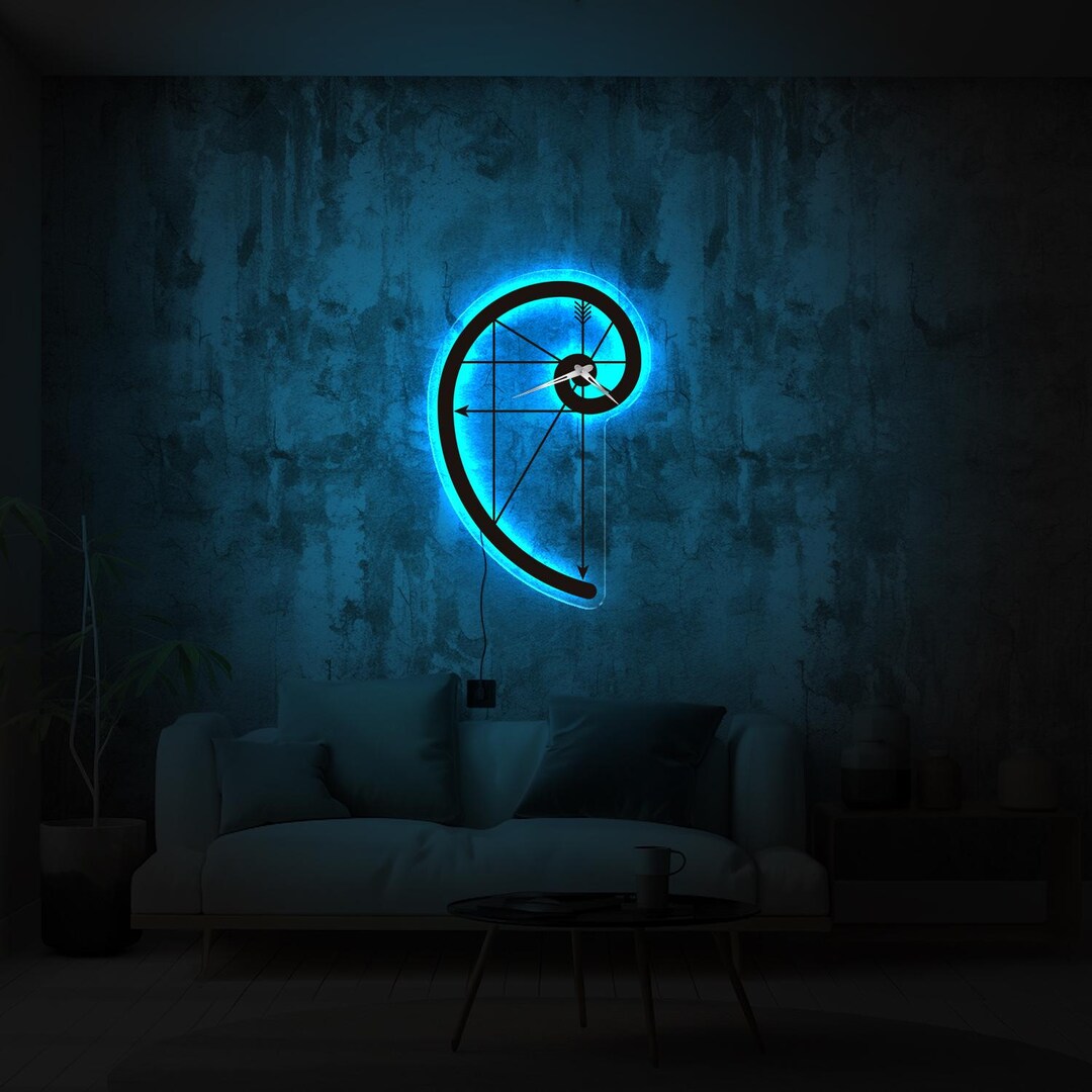 Golden Ratio Wall Clock, Fibonacci LED Spiral Clock, Minimalist Light ...