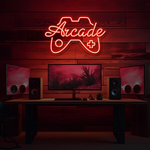 Arcade Neon Sign, Controller Night Light, Arcade Led Sign, Game Room ...