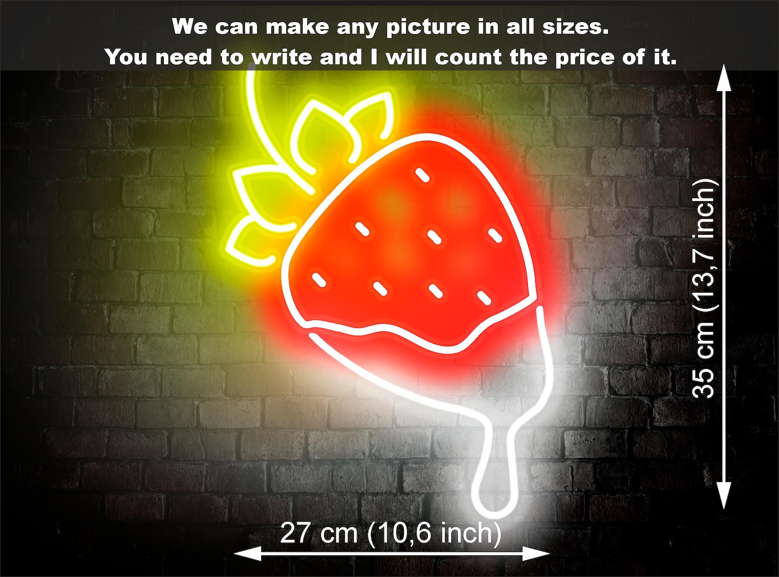 Strawberry Neon Signstrawberry Wall Decorstrawberry Wall - Etsy