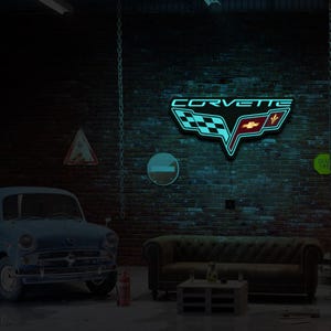 Corvette Neon Sign, Corvette Led Sign, Corvette Garage Sign, Corvette ...