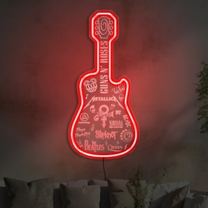 Custom Guitar Neon Sign, Personalized Guitar Light up Sign, Guitar Led ...