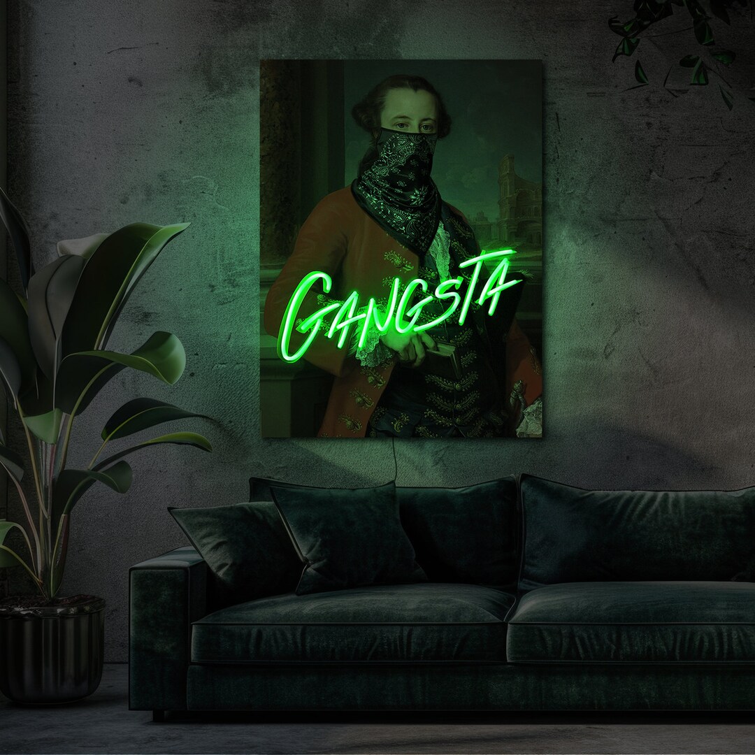 Gangsta Neon Sign,gang Neon Poster Art,pop Art Wall Art,neon Painting ...