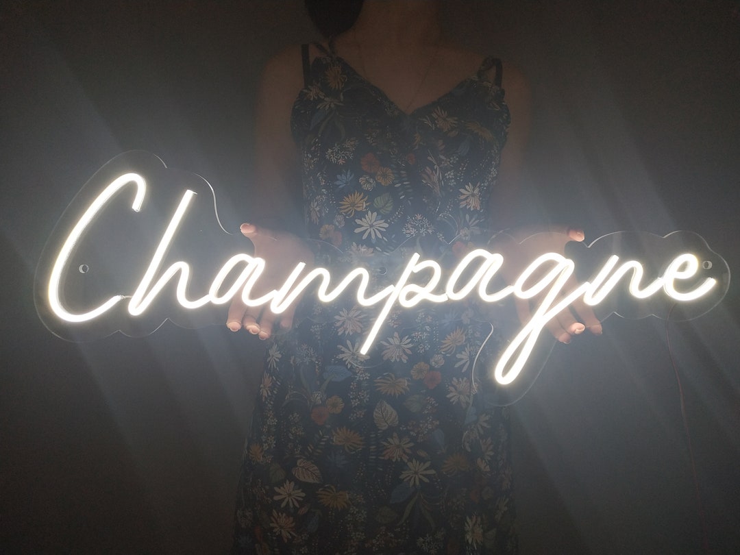 Champagne Neon Sign,neon Sign Custom Bar,neon Sign Bedroom White,custom ...