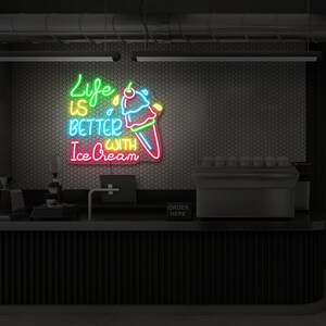 Ice Cream Neon Sign, Ice Cream Shop Sign, Ice Cream Led Sign ...