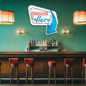 Order Here Arrow Led Sign, Order Here Neon Sign, Order Here Hanging ...