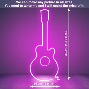 Guitar Neon Signguitar Led Lightguitar Wall Decorneon Sign - Etsy