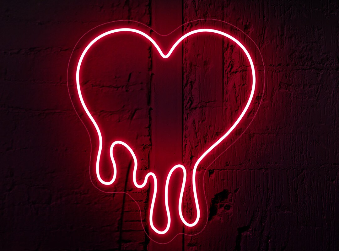 Bleeding Heart Neon Sign, Heart Neon Light, Melting Heart Neon Sign ...