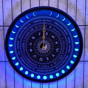 Lunar Wall Clock, Moon Phase Clock, Astrology Wall Clock, Led Wall ...