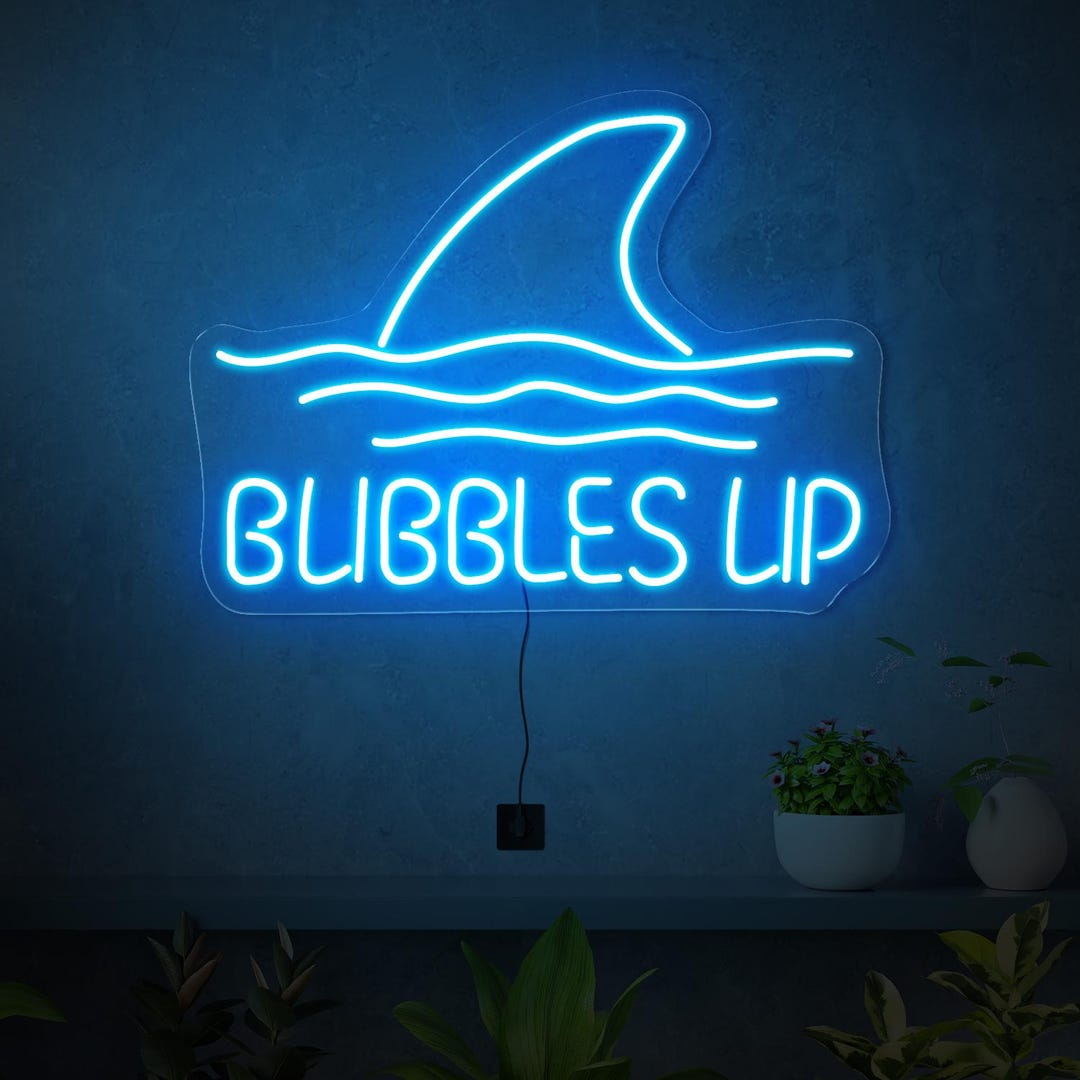 Bubbles up Neon Sign, Shark Fin Neon Sign, Wave Neon Sign ...