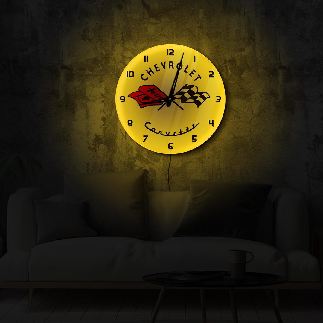 Chevrolet Neon Wall Clock,chevrolet LED Clock,lighted Garage Clock,car ...