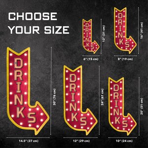 Drinks Neon Sign, Arrow Led Sign, Direction Arrow Sign Lighted, Drink ...