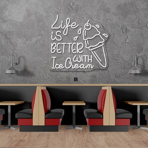 Ice Cream Neon Sign, Ice Cream Shop Sign, Ice Cream Led Sign ...