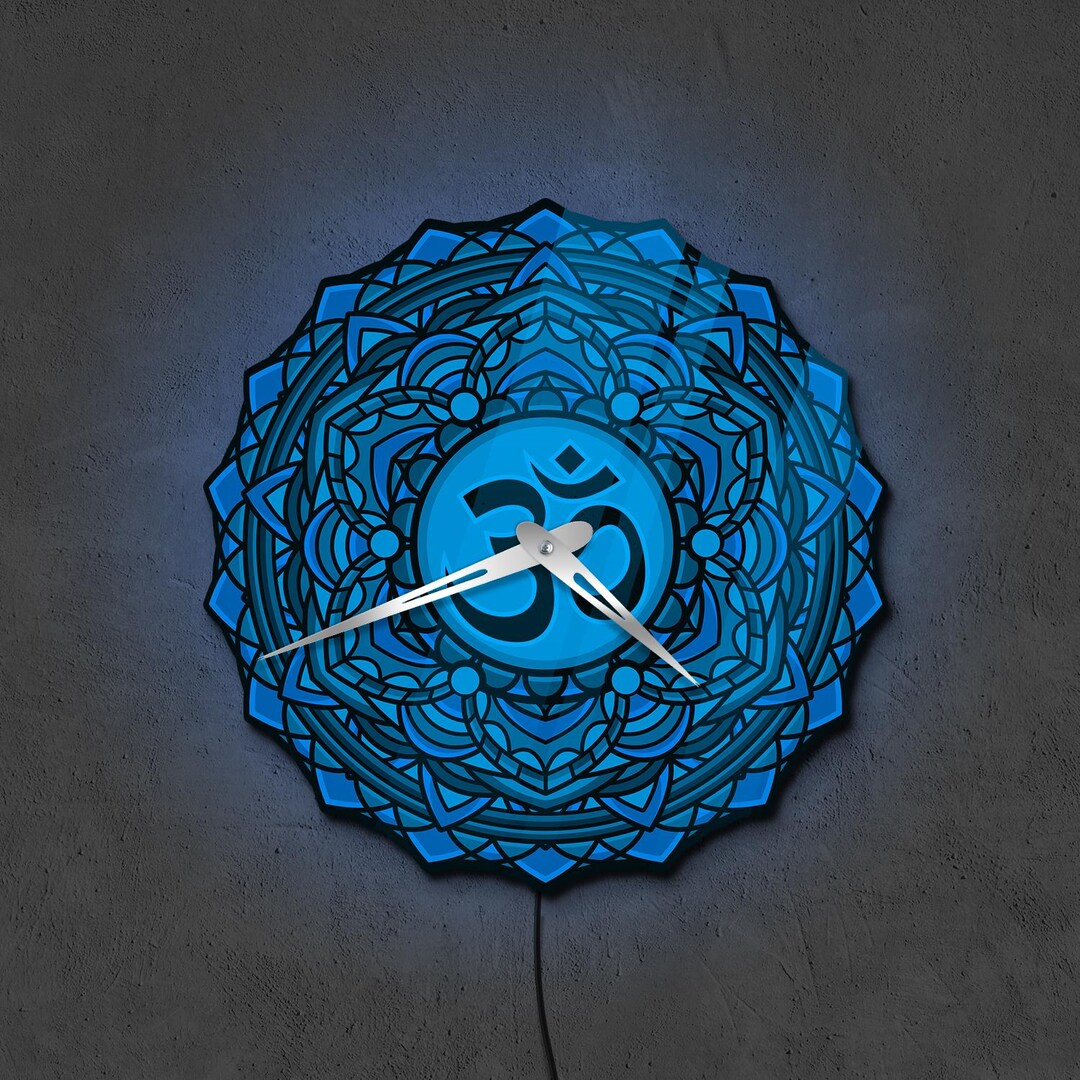 Om Led Clock, Mandala Clock, Led Wall Clock, Lighted Clock, Om Symbol Clock,wall Clock Unique ...