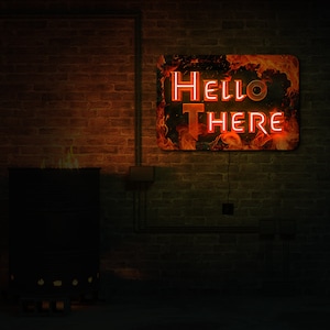 Hell Here Neon Sign, Hello There Neon Sign, Halloween Neon Sign, Horror ...