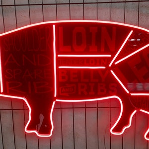 BBQ Pig Led Sign, Bbq Neon Sign, Pig Neon Sign, Butcher Neon Sign ...