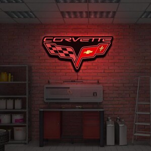 Corvette Neon Sign, Corvette Led Sign, Corvette Garage Sign, Corvette ...