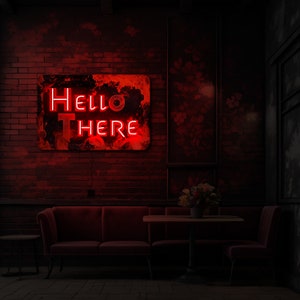 Hell Here Neon Sign, Hello There Neon Sign, Halloween Neon Sign, Horror ...
