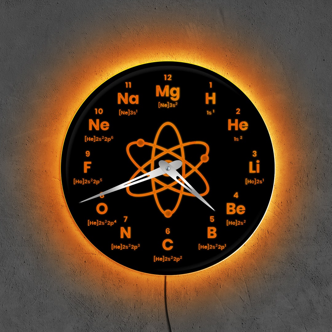 Periodic Table Clock, Chemistry Clock, Led Wall Clock, Science Clock ...
