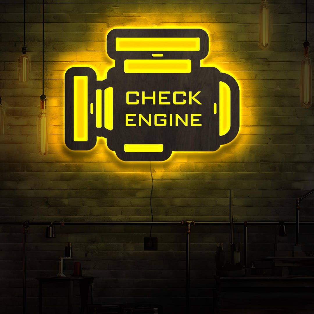 Check Engine Neon Sign, Car Neon Sign, Man Cave Led Sig, Mechanic Led ...