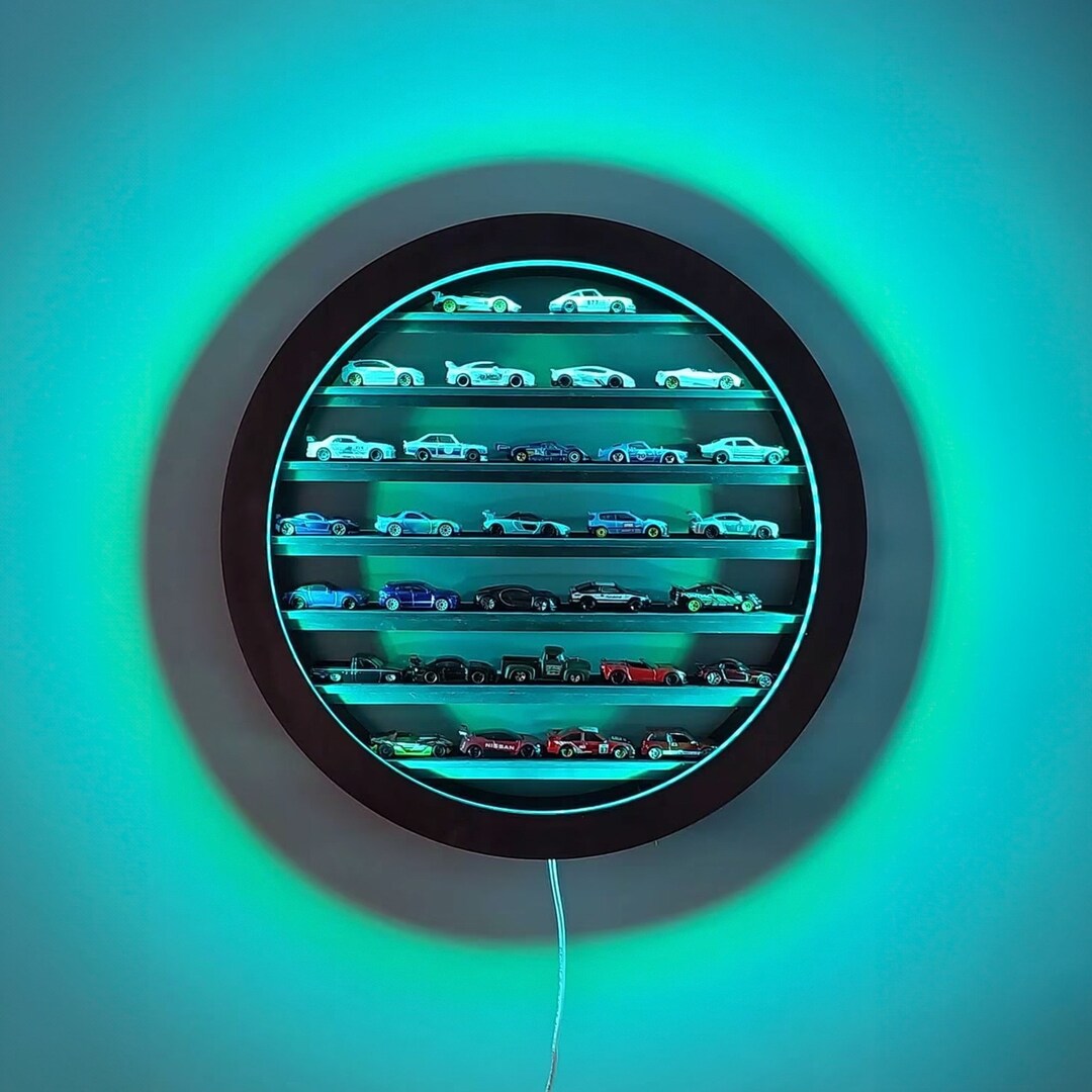 Toy Car Storage Display With Led, Toy Car Display Case Light, Toy Car ...