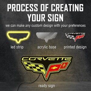 Corvette Neon Sign, Corvette Led Sign, Corvette Garage Sign, Corvette ...