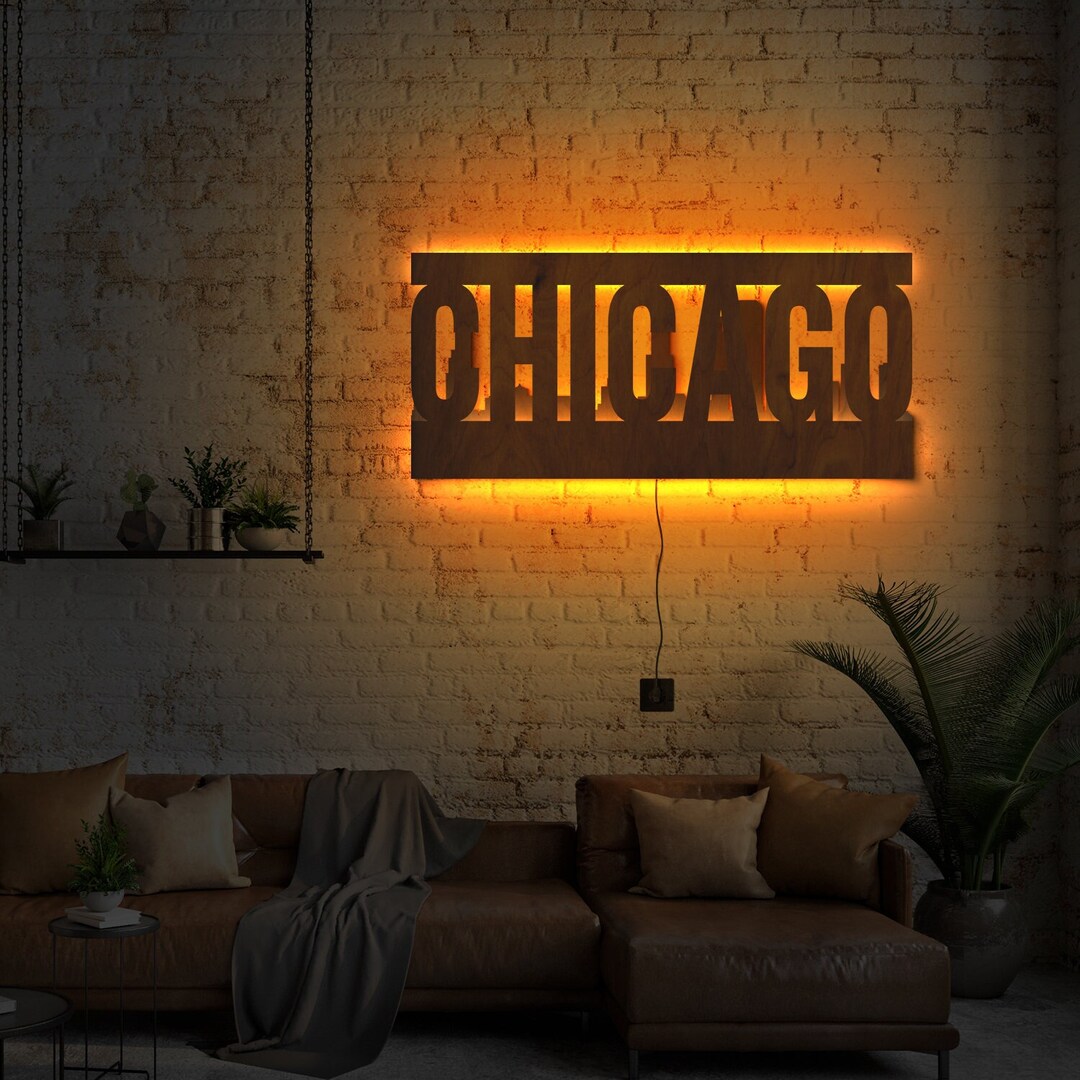 Chicago Skyline Neon Sign, Chicago Skyline Led, Chicago Neon Light ...