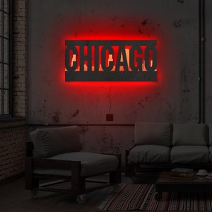 Chicago Skyline Neon Sign, Chicago Skyline Led, Chicago Neon Light ...