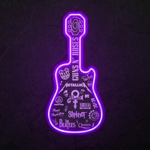 Custom Guitar Neon Sign, Personalized Guitar Light up Sign, Guitar Led ...