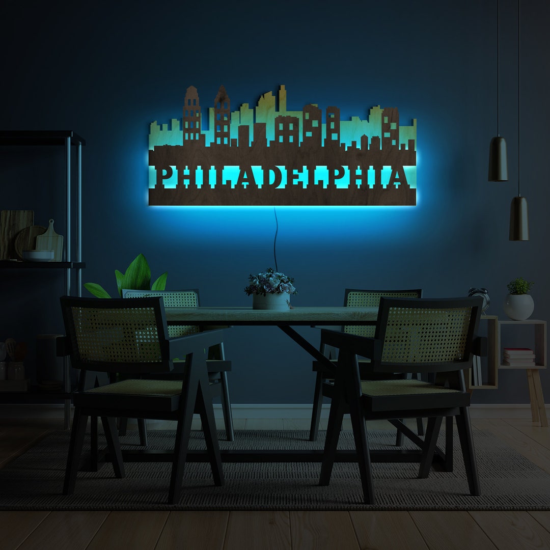 Philadelphia Neon Sign, Philadelphia Skyline Wall Art Led, Philadelphia ...