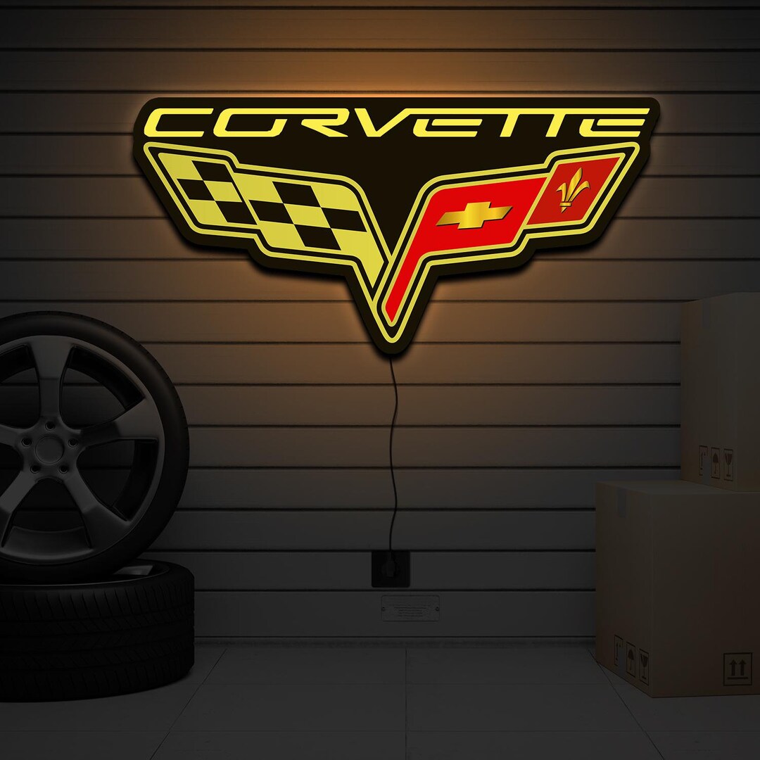 Corvette Neon Sign, Corvette Led Sign, Corvette Garage Sign, Corvette ...