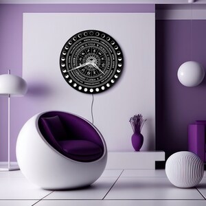 Lunar Wall Clock, Moon Phase Clock, Astrology Wall Clock, Led Wall ...