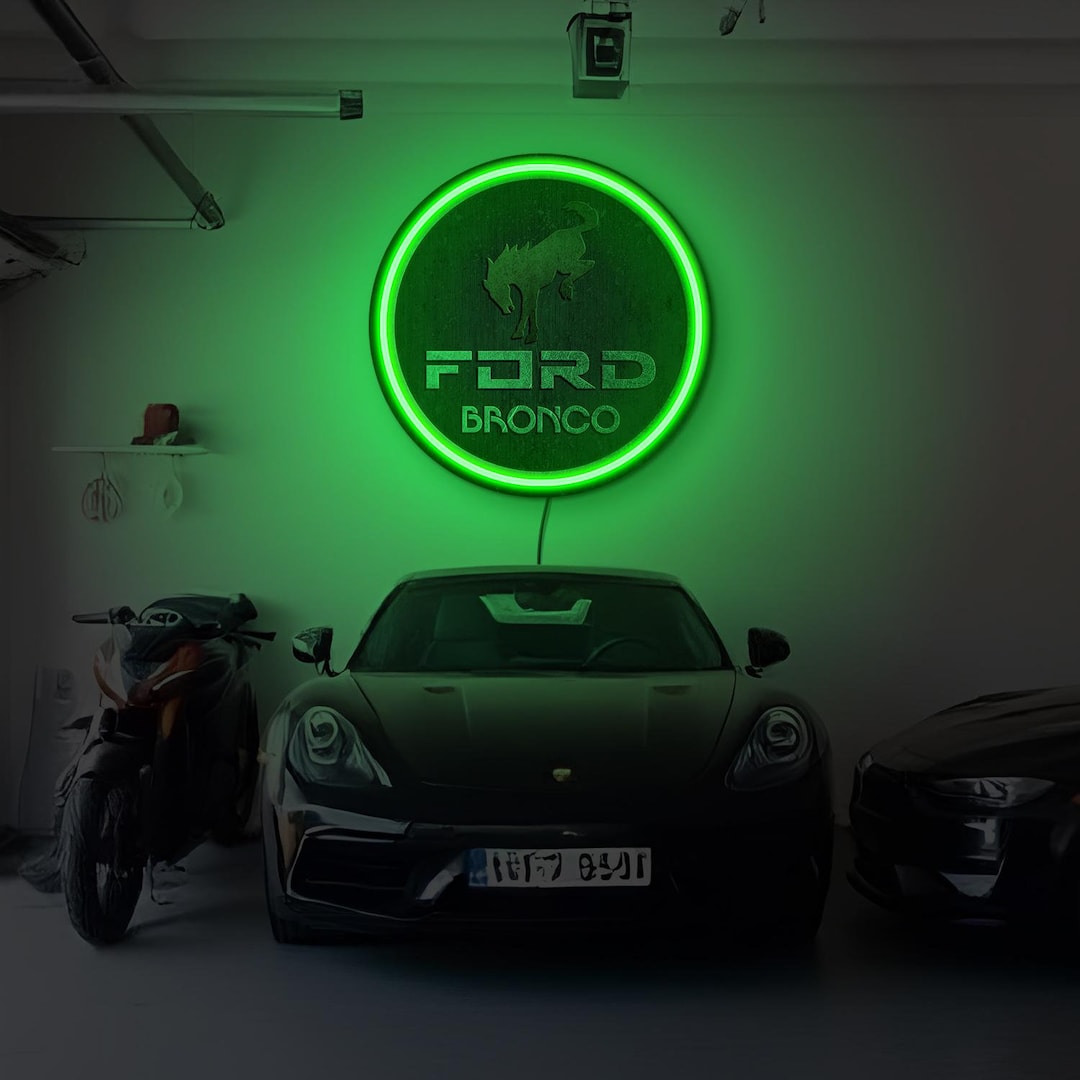 Ford Bronco Neon Sign, Bronco Logo LED Wall Art, Ford Garage Light ...