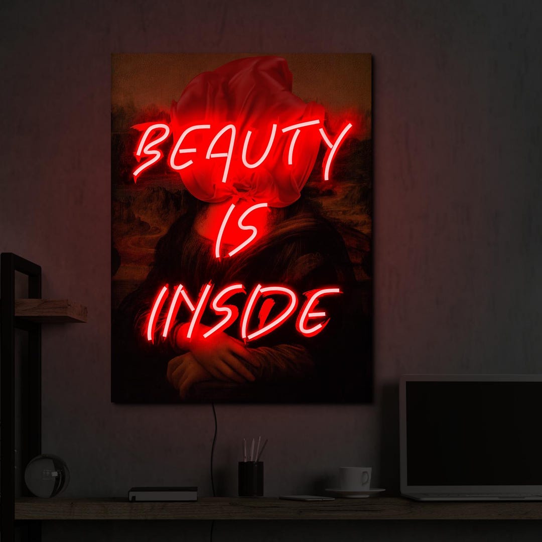Mona Lisa Neon Sign, Beauty is Inside LED Sign, Pop Art Neon Wall Art ...